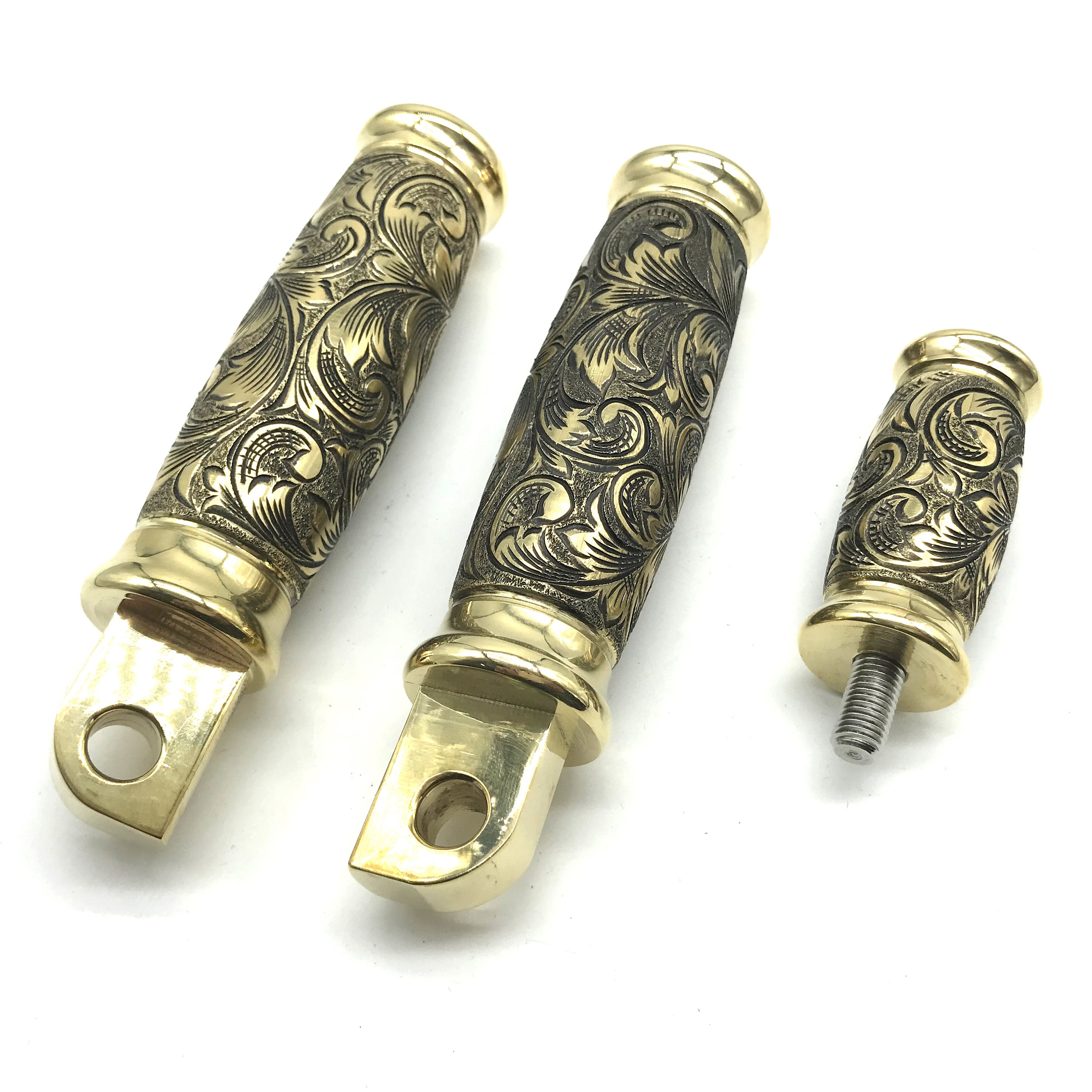 Hand Engraved Motorcycle Brass Decoration Hand Grip+foot Peg+shift Peg ...