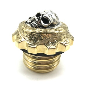 Brass Skull Motorcycle Gas Cap Fuel Tank Caps Cover Mount for Retro ...