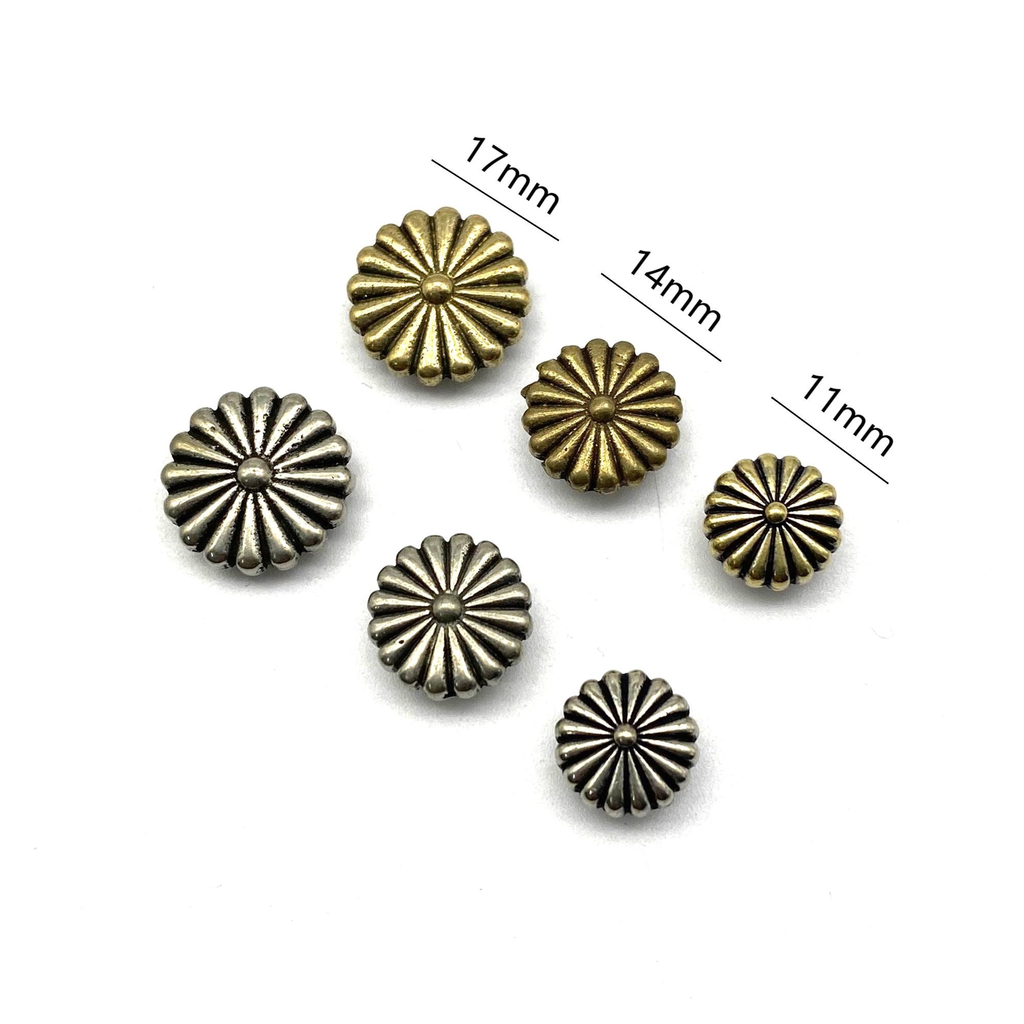 Copper Flower Concho Screw Back Retro Brass Leather Decoration Concho ...