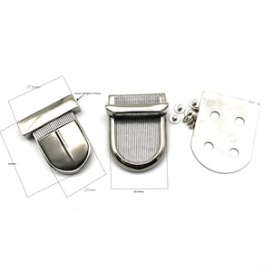 Old Silver Thumb Tuck Lock Leather Bag Closure Catch Flat Slide Locks ...