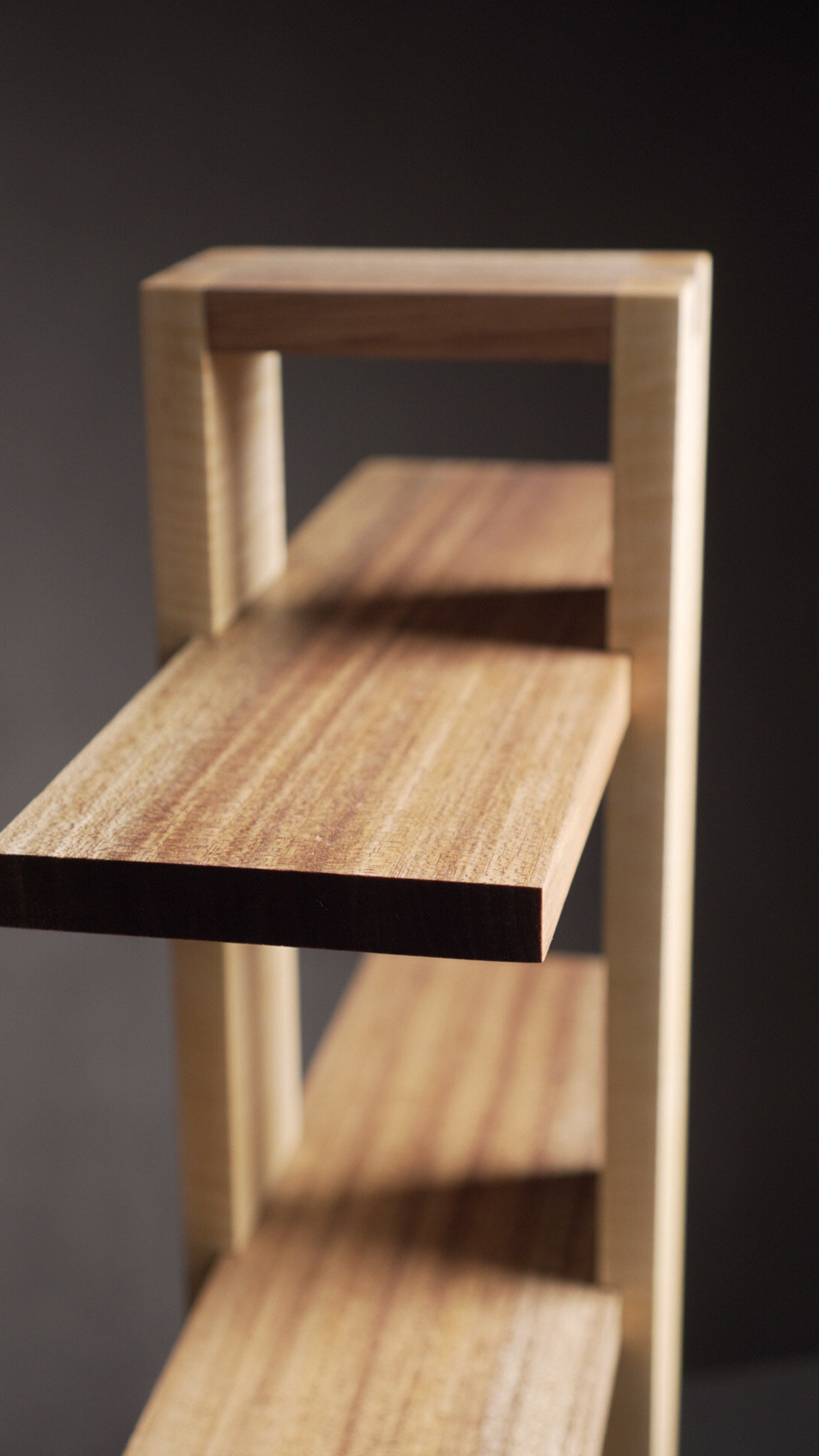Handcrafted MCM Two-tone Curly Maple & Mahogany Sliding Shelves With ...