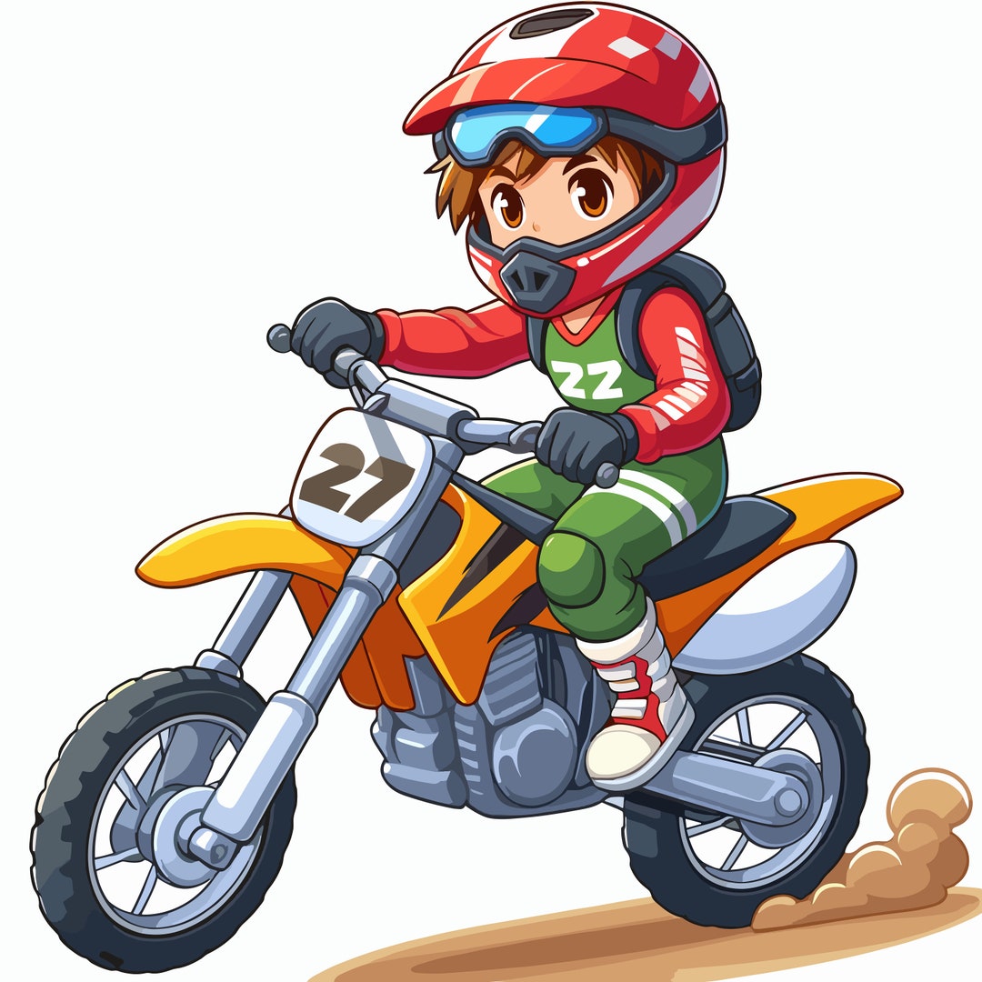 Cartoon Motocross Boy SVG, Png, Ai, Eps Uso comercial Gráficos ...