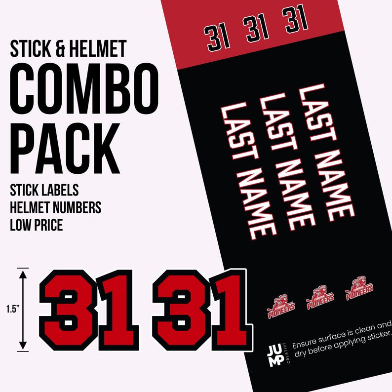Custom Stick Label, Helmet Decal Combo Pack // Perfect for Hockey ...