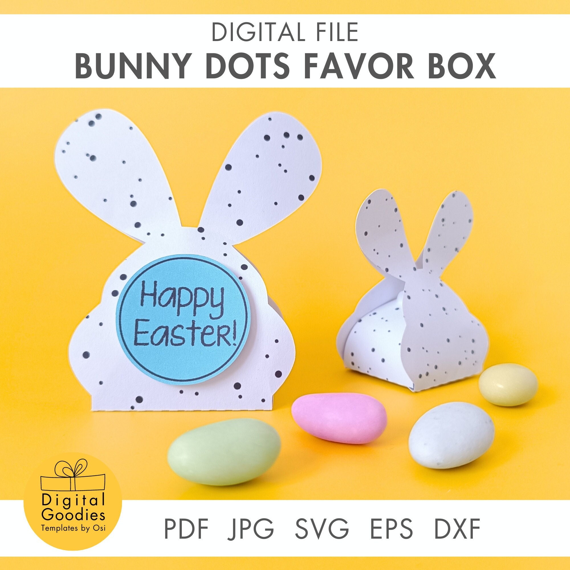 Bunny (dots) Favor Box, Easter Box SVG, Easter Box Digital Download ...