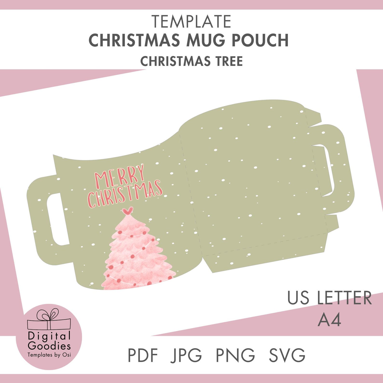Christmas Mug Digital Download, Favor Box, Gift Card Envelope, Mug ...