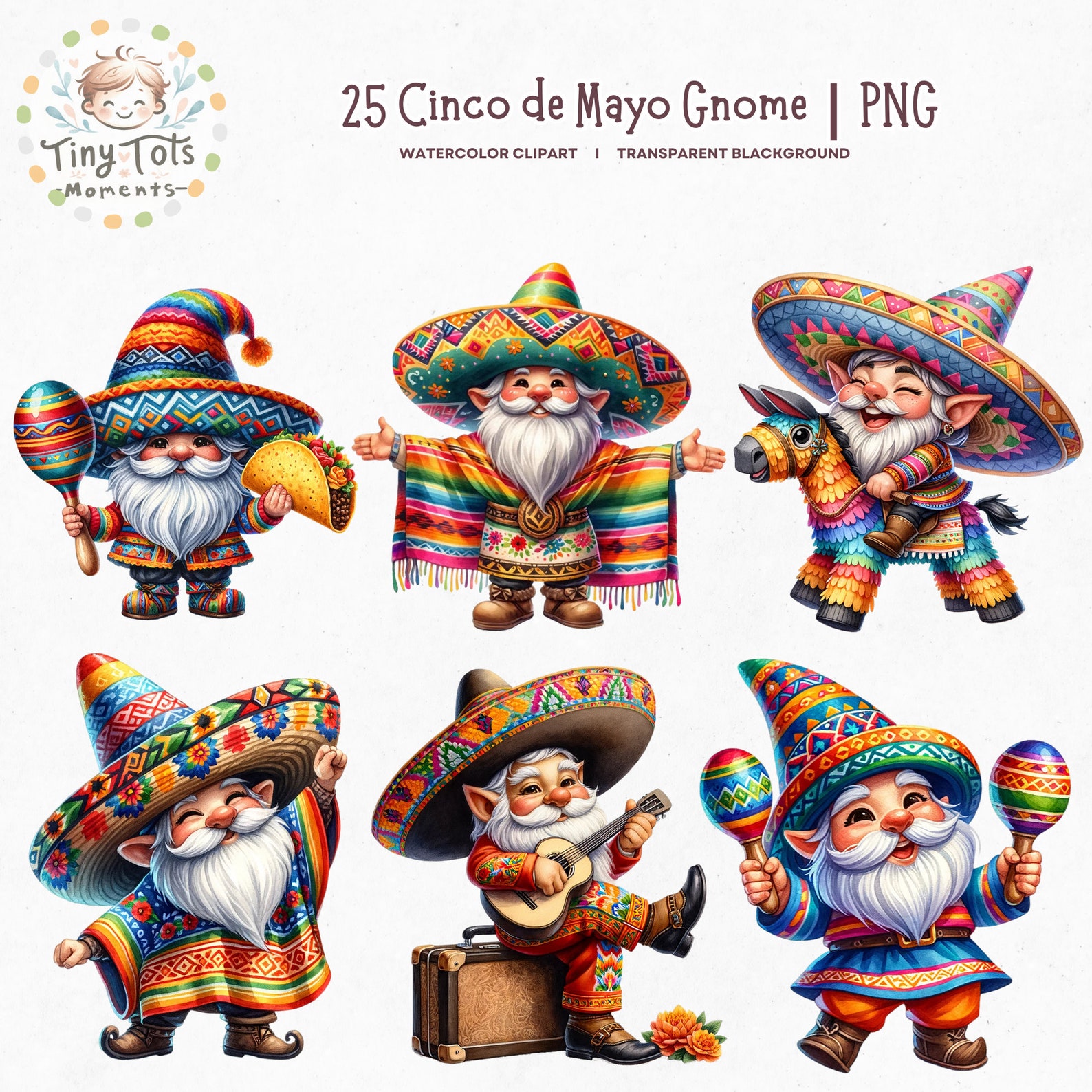 Cinco De Mayo Gnome Clipart, Festive PNG Graphics, Mexican Gnomes PNG ...