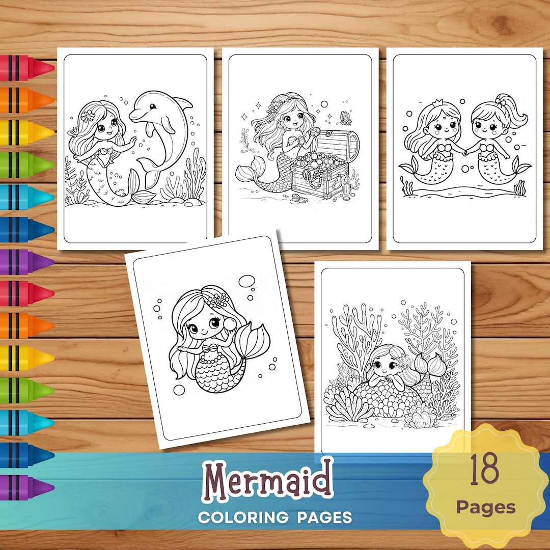 Printable Mermaid Coloring Pages for Kids - Underwater Fantasy Coloring ...