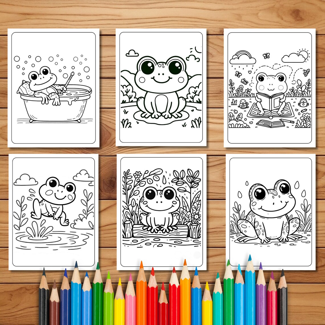 Cute Frog Coloring Pages Bundle for Kids-instant Download Printable ...