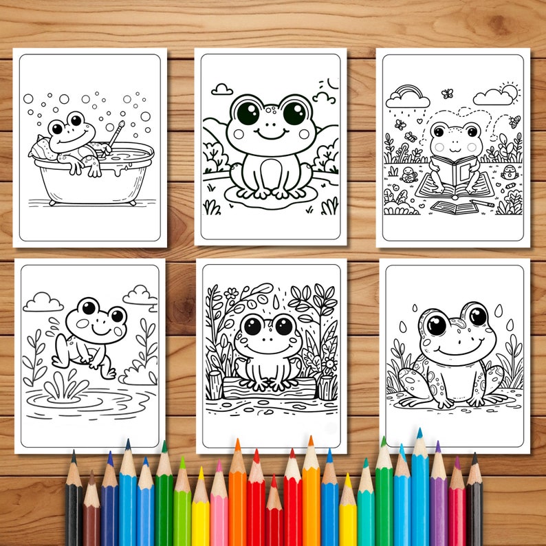 Cute Frog Coloring Pages Bundle for Kids-instant Download Printable ...