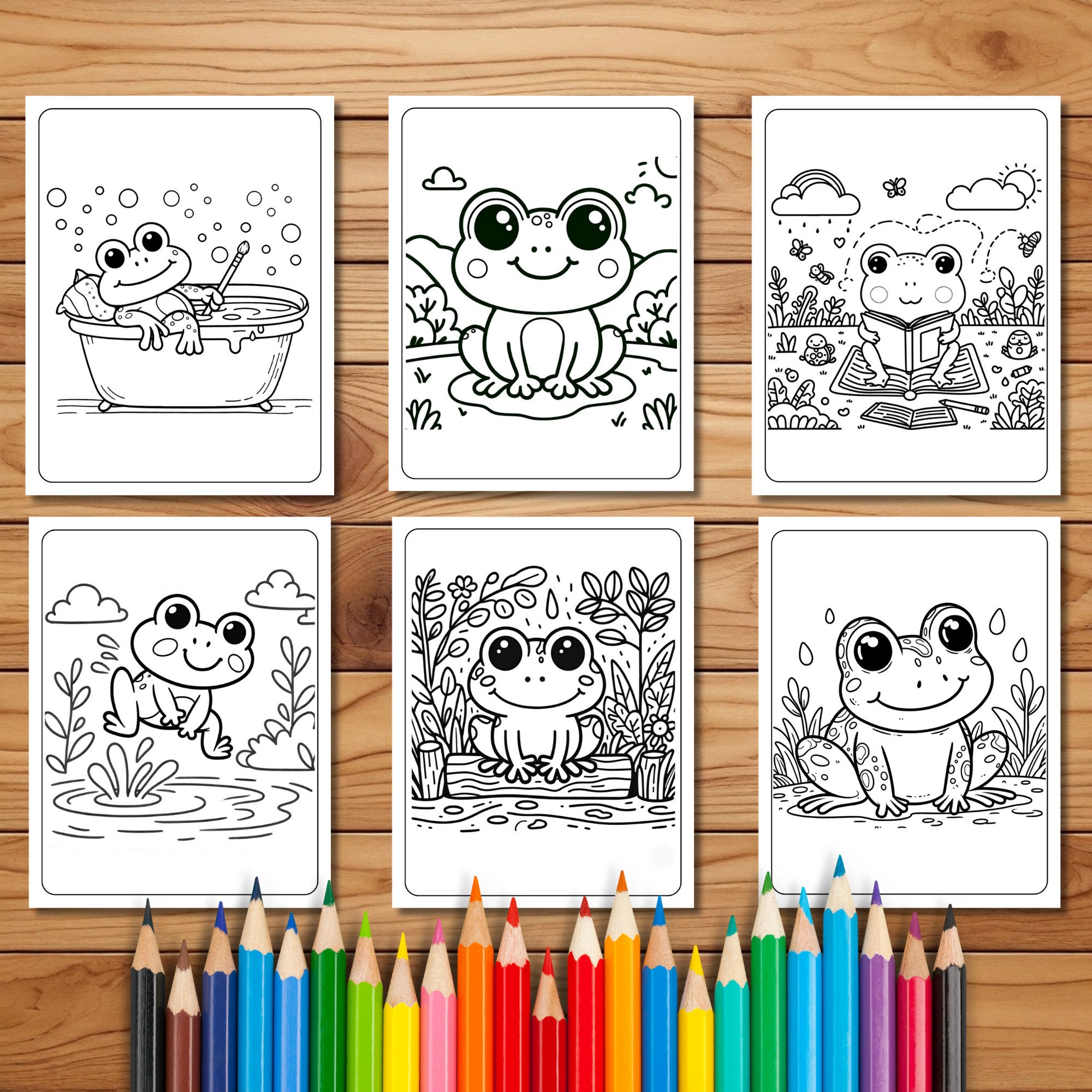 Cute Frog Coloring Pages Bundle for Kids-instant Download Printable ...
