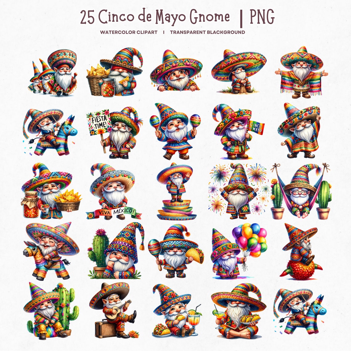 Cinco De Mayo Gnome Clipart, Festive PNG Graphics, Mexican Gnomes PNG ...