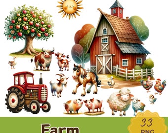 Farm Animals PNG, Farm Animals Clipart Set, Farmyard Animals, Farm ...