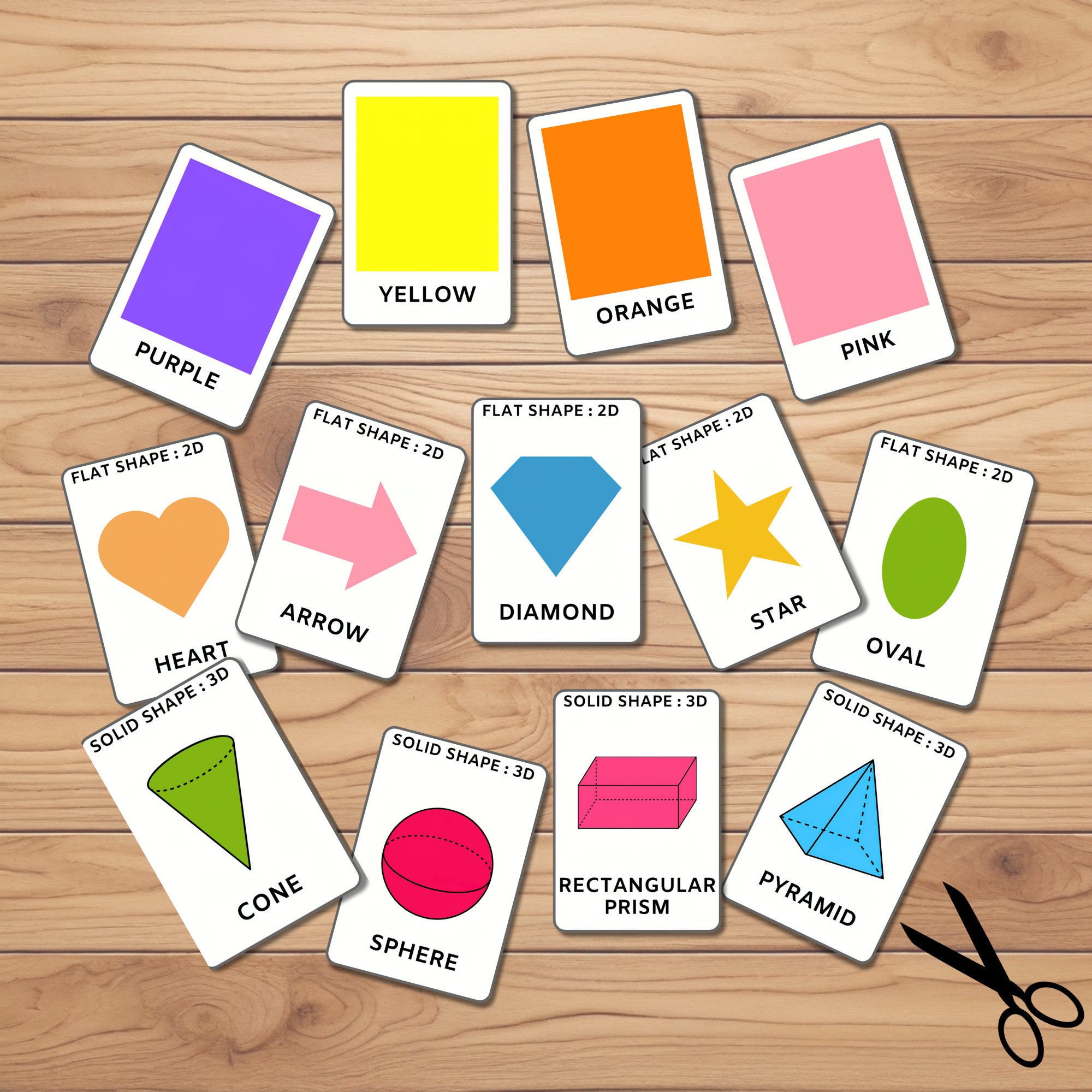 40 Colors and Shapes Flashcards, Printable Flashcards, Educational ...
