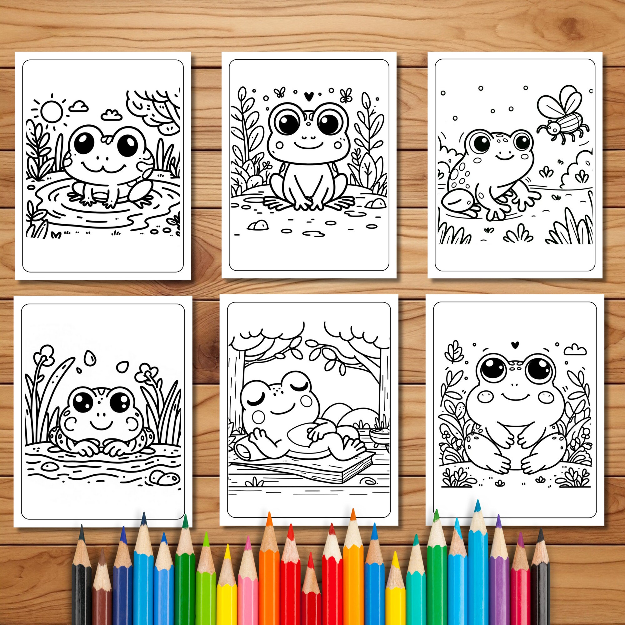 Cute Frog Coloring Pages Bundle for Kids-instant Download Printable ...