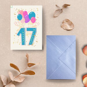17th Birthday Card Printable, Instant Download, 17th Birthday, 17th ...