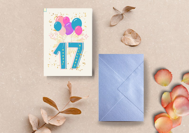 17th Birthday Card Printable, Instant Download, 17th Birthday, 17th ...