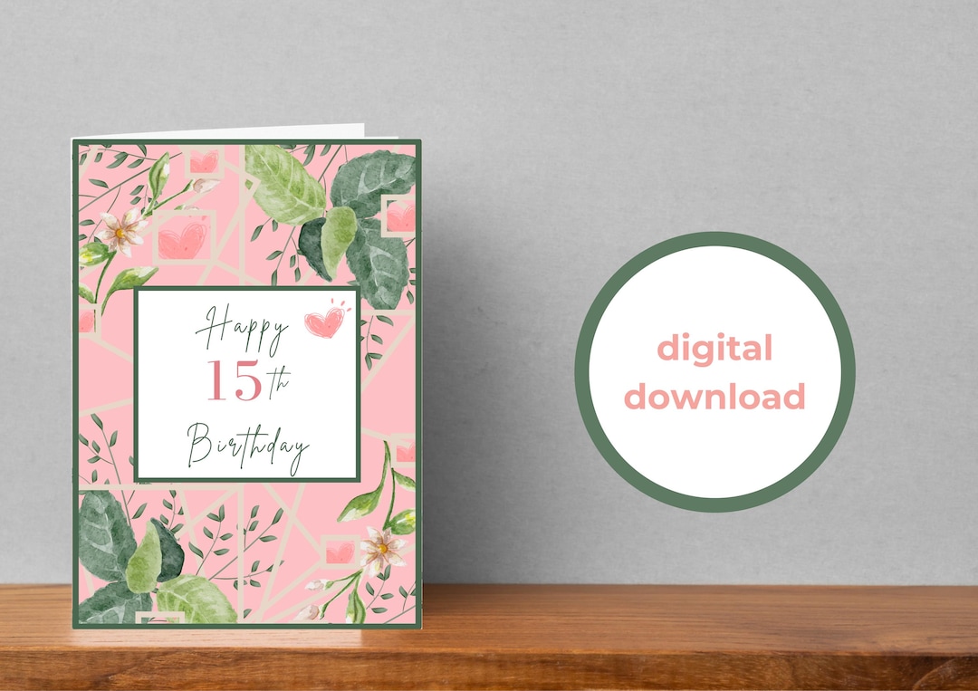 15th Birthday Card Girl, 15th Birthday Card, Card for Girl, Teenager ...