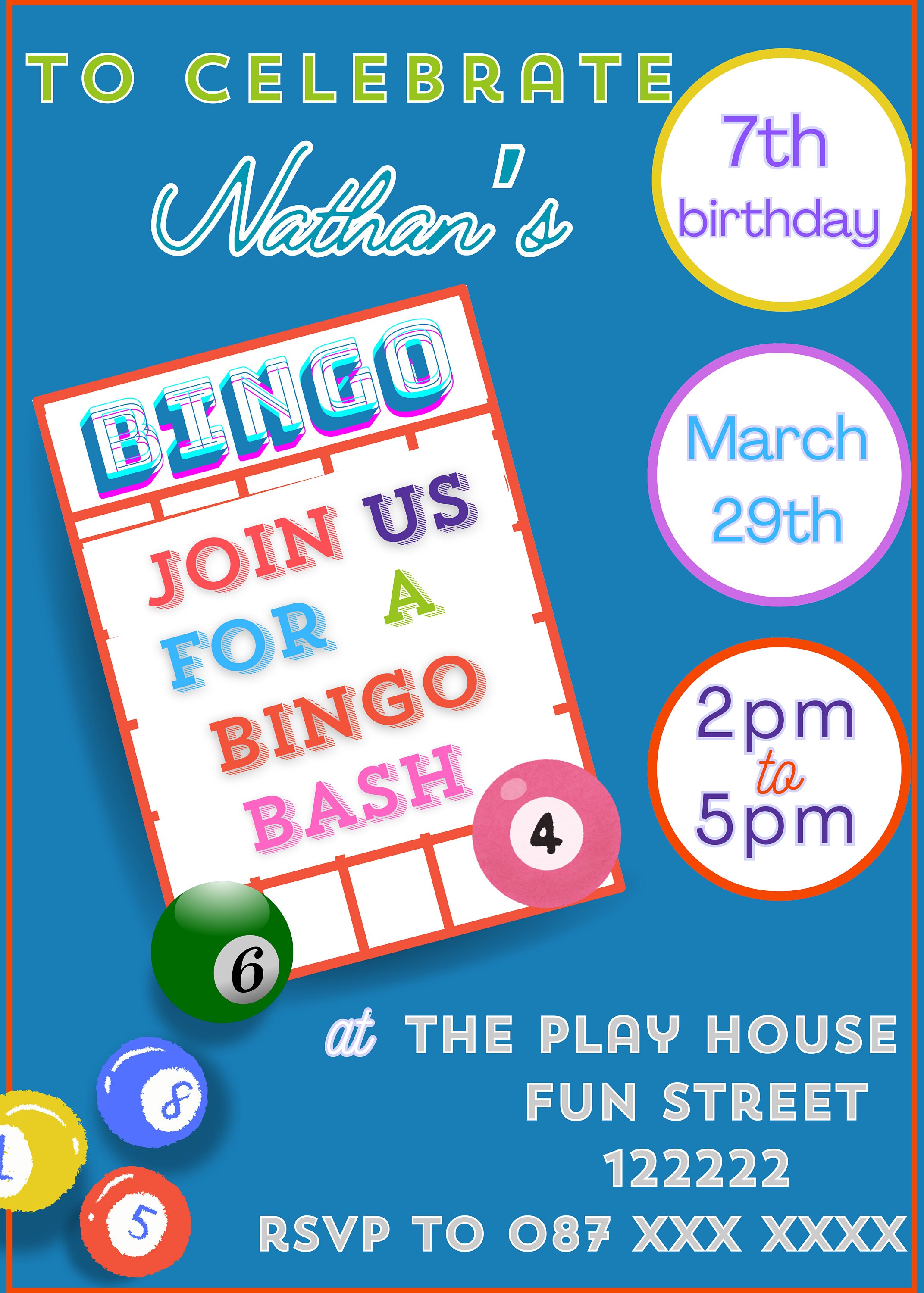 Bingo Game Birthday Invite Bingo Game Editable Game Night Invitation ...