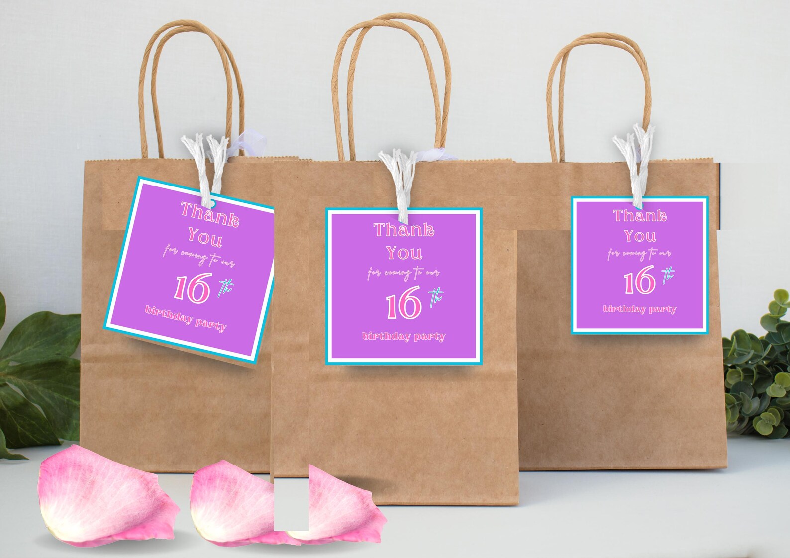 16th Birthday Gift Tag, Twins Birthday Thank You Tag, Sweet 16 Decor ...