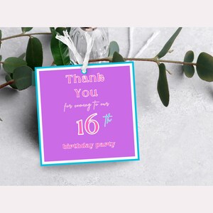 16th Birthday Gift Tag, Twins Birthday Thank You Tag, Sweet 16 Decor ...