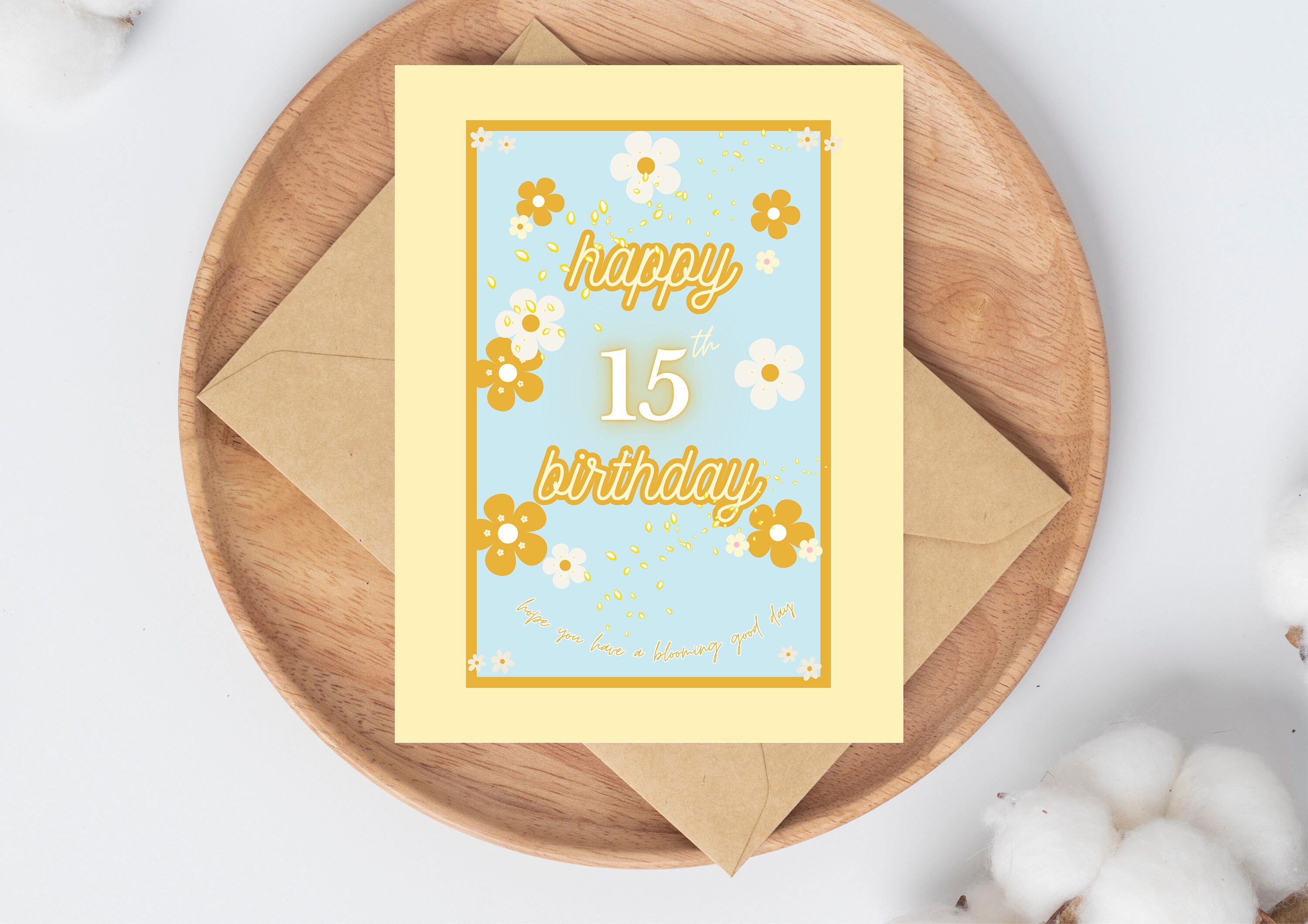 Printable 15th Birthday Card, Card for Teen Birthday, 15 Years Old ...