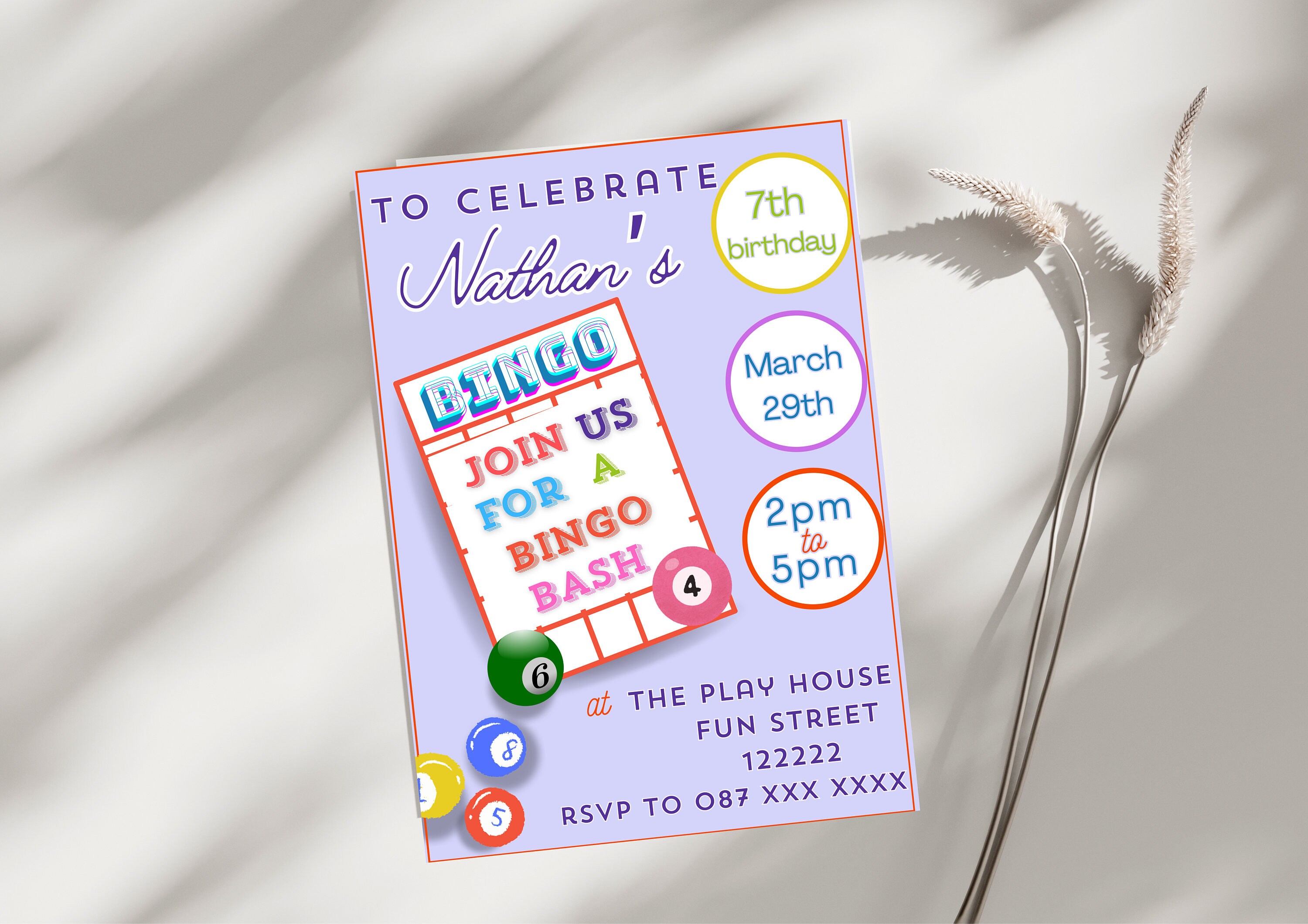 Bingo Game Birthday Invite Printable Game Invite Instant Download ...