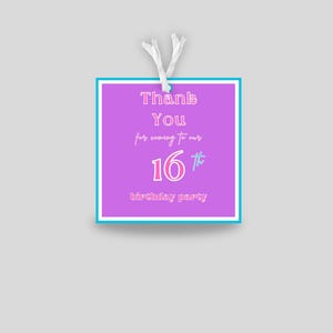 16th Birthday Gift Tag, Twins Birthday Thank You Tag, Sweet 16 Decor ...