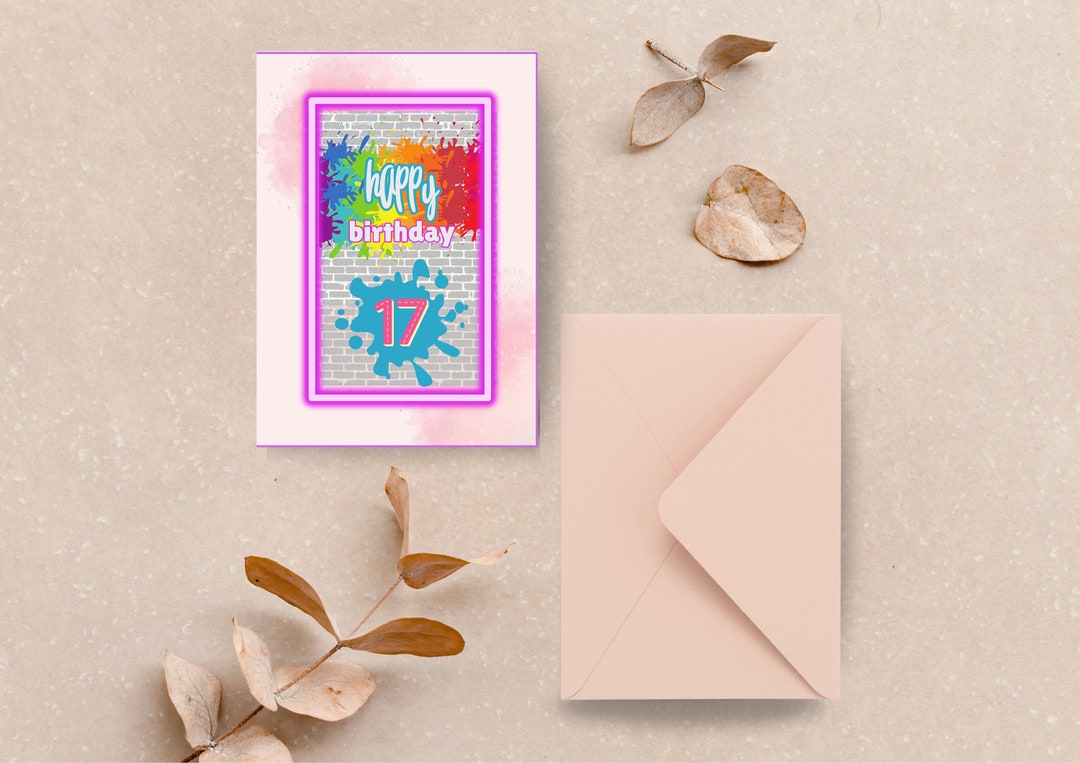 Instant Download, Printable Birthday Card, 17th Birthday, Cute Card for ...
