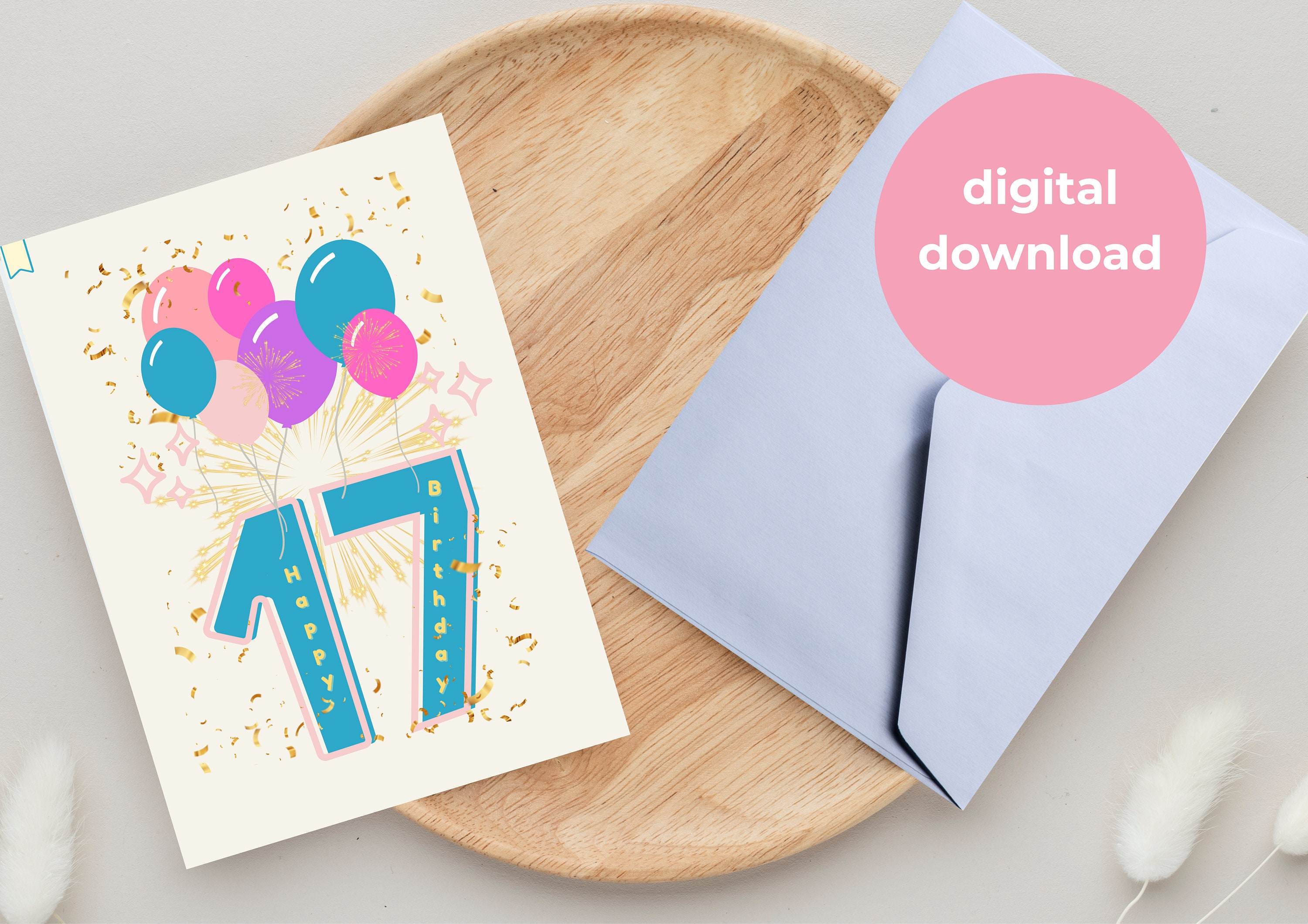 17th Birthday Card Printable, Instant Download, 17th Birthday, 17th ...