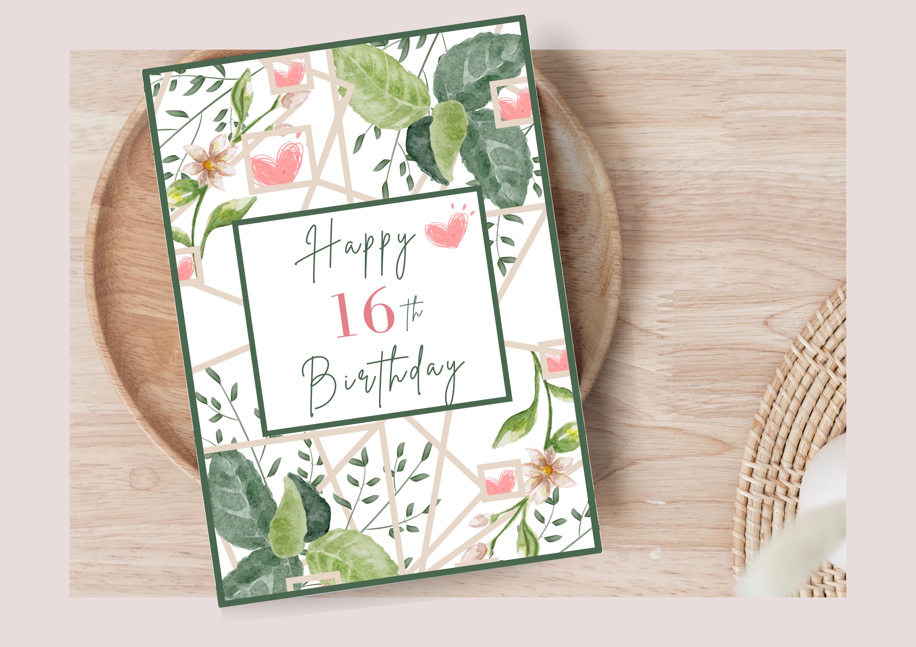 16th Birthday Card, Happy 16th, Sweet 16 Card, Digital Birthday Card ...