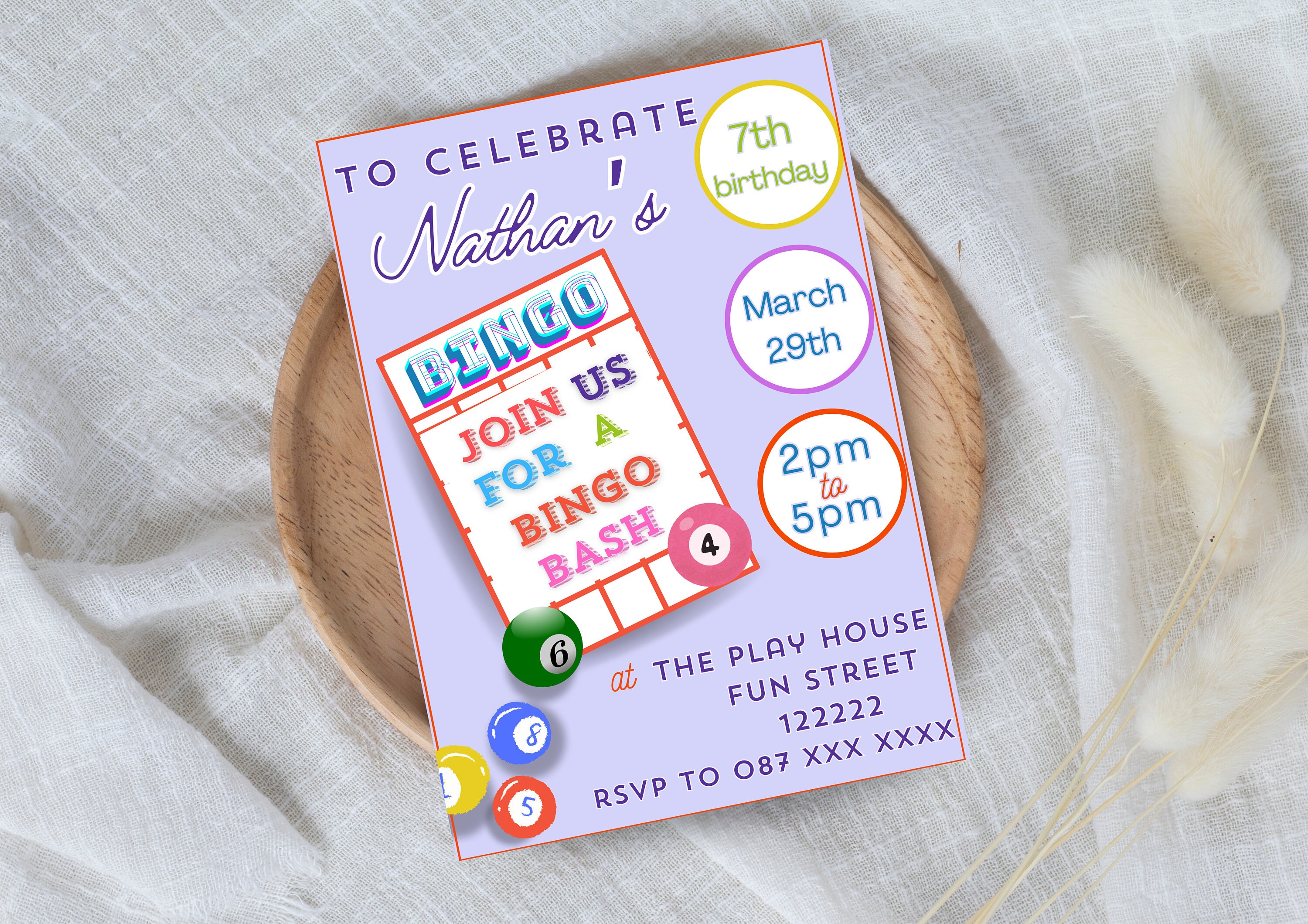 Bingo Game Birthday Invite Printable Game Invite Instant Download ...