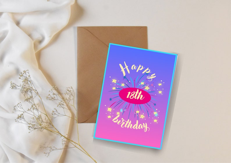 18th Birthday Card Printable, Printable 18th Birthday Card, Greeting ...
