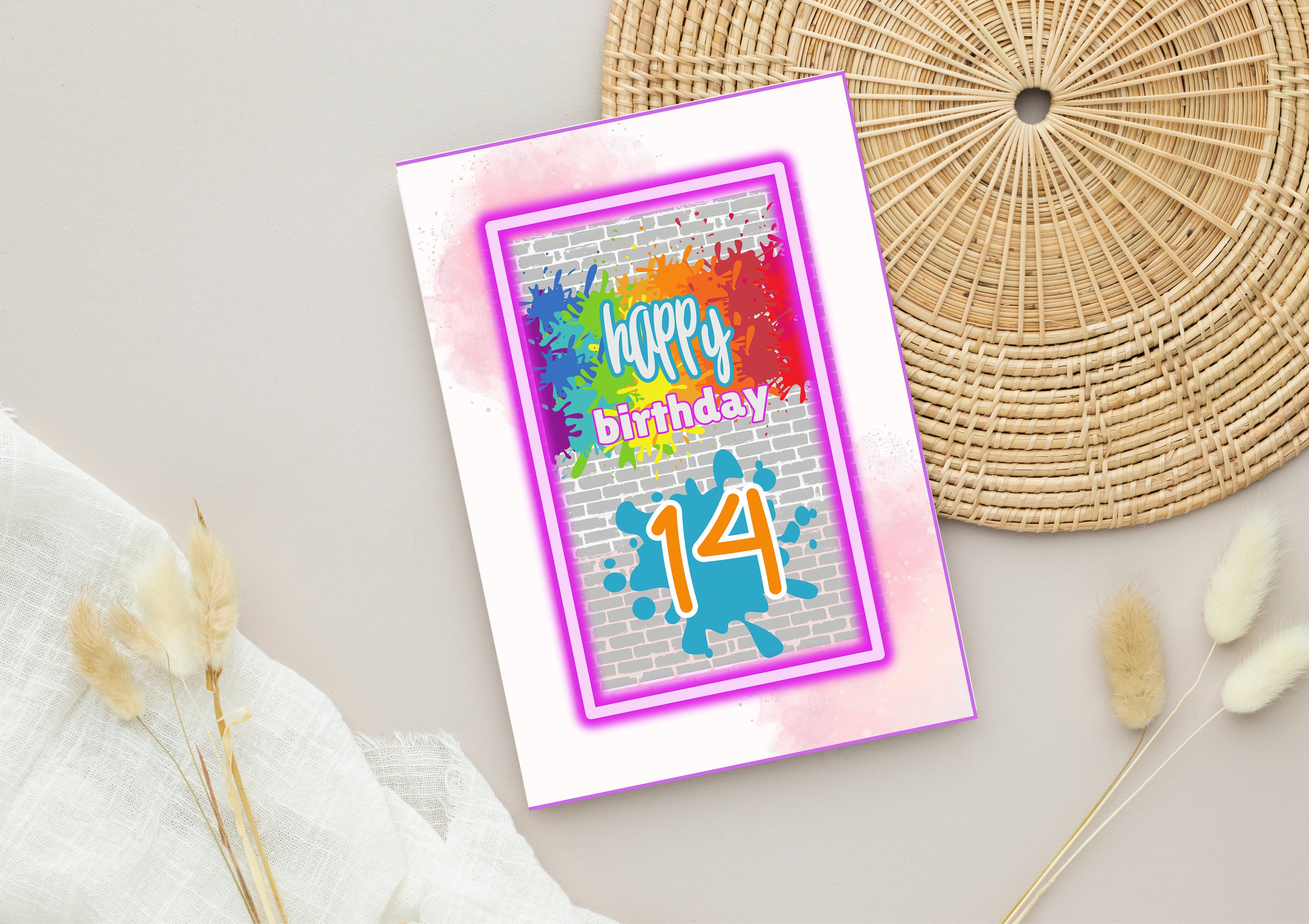 14th Birthday Card, Printable Birthday Card, 14 Years, 14th Birthday ...
