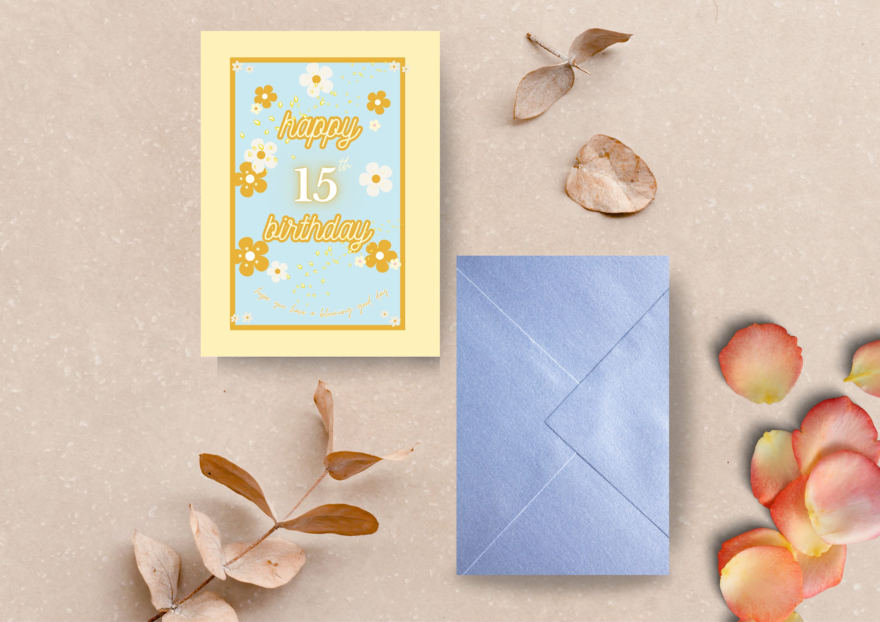 Printable 15th Birthday Card, Card for Teen Birthday, 15 Years Old ...