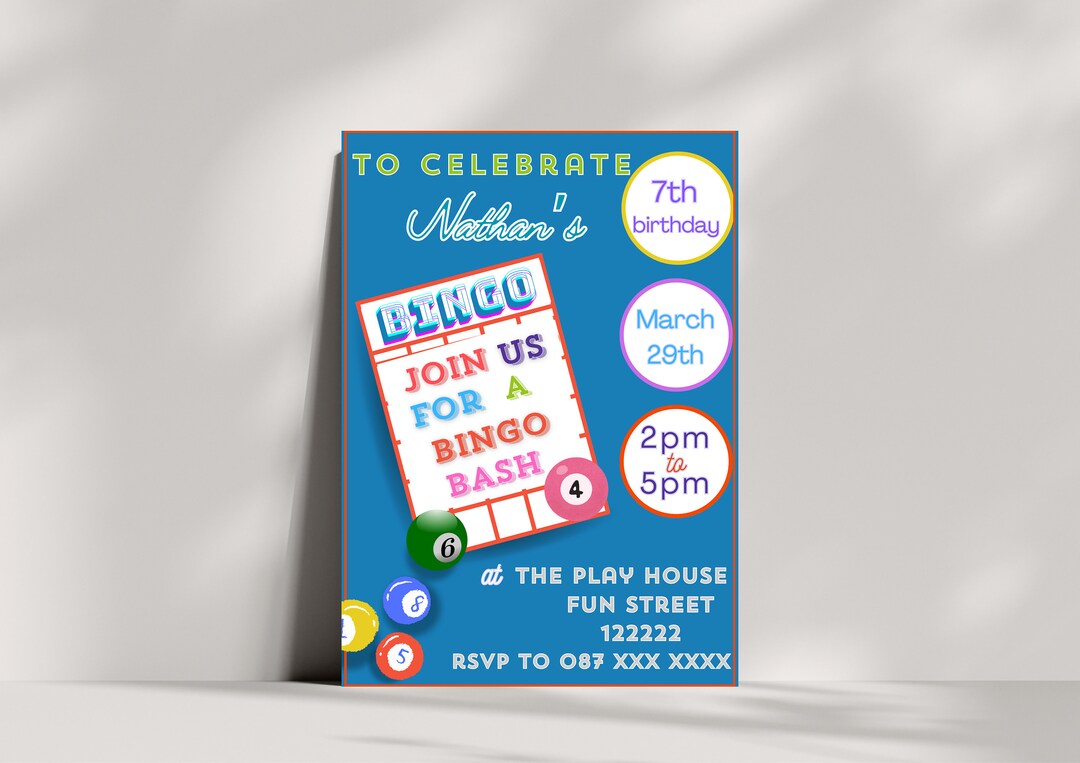 Bingo Game Birthday Invite Bingo Game Editable Game Night Invitation ...