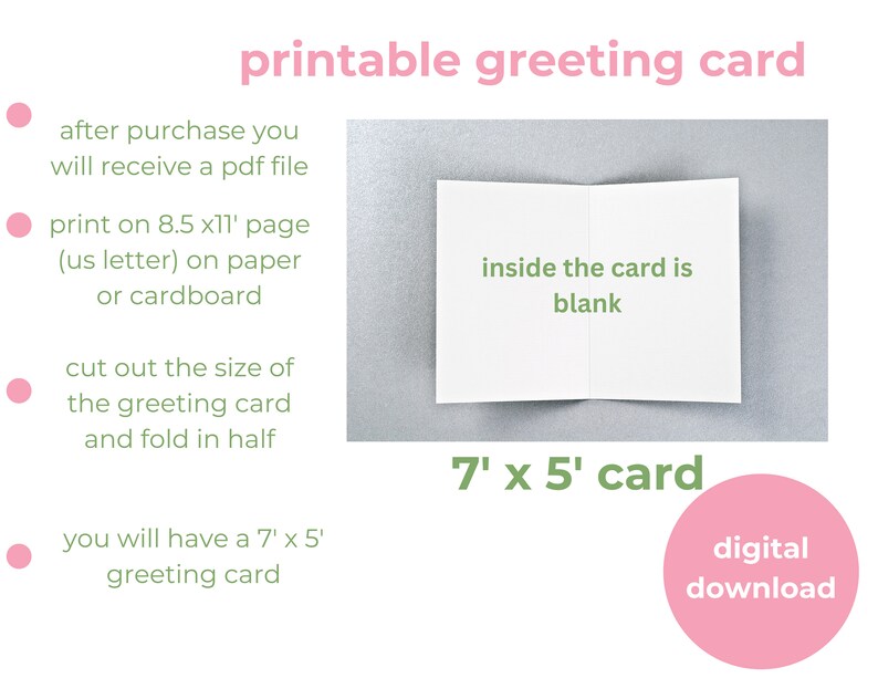 Graduation Card Printable Folded Card, Instant Download ...