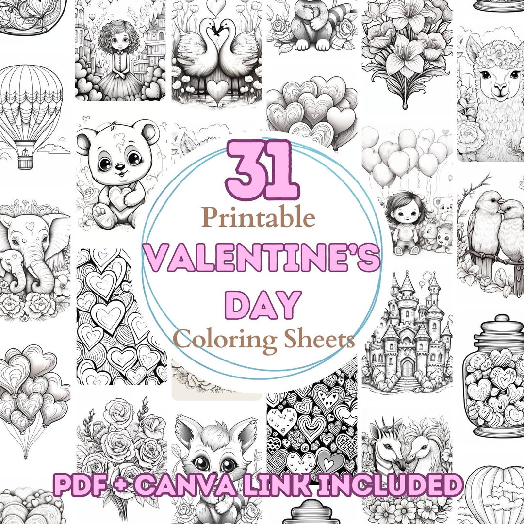 Valentine Coloring Pages for Adults, Kids, Toddlers Coloring Book for ...