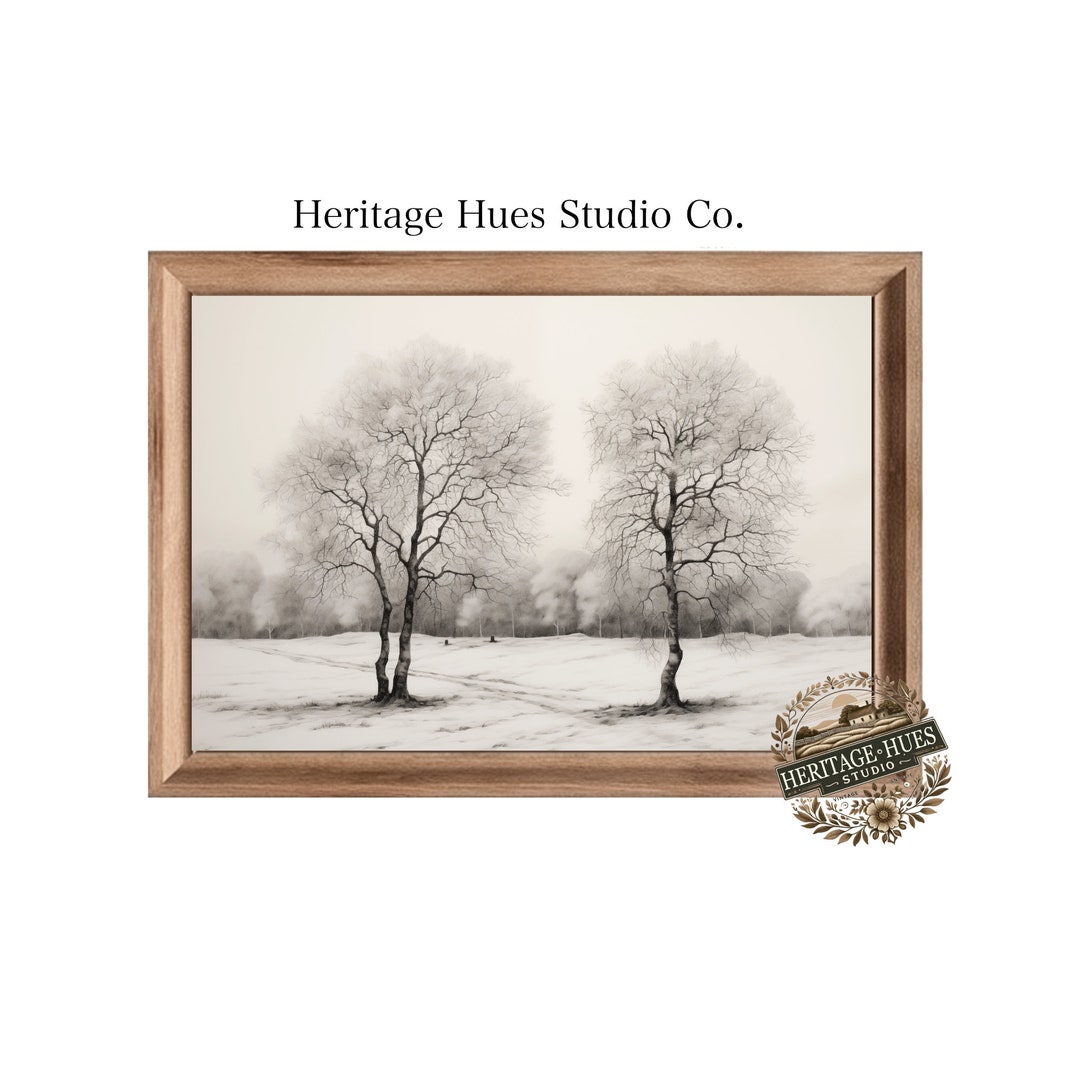 Solitude in Snow, Snow Treescape, Printable Downloadable Wall Art ...