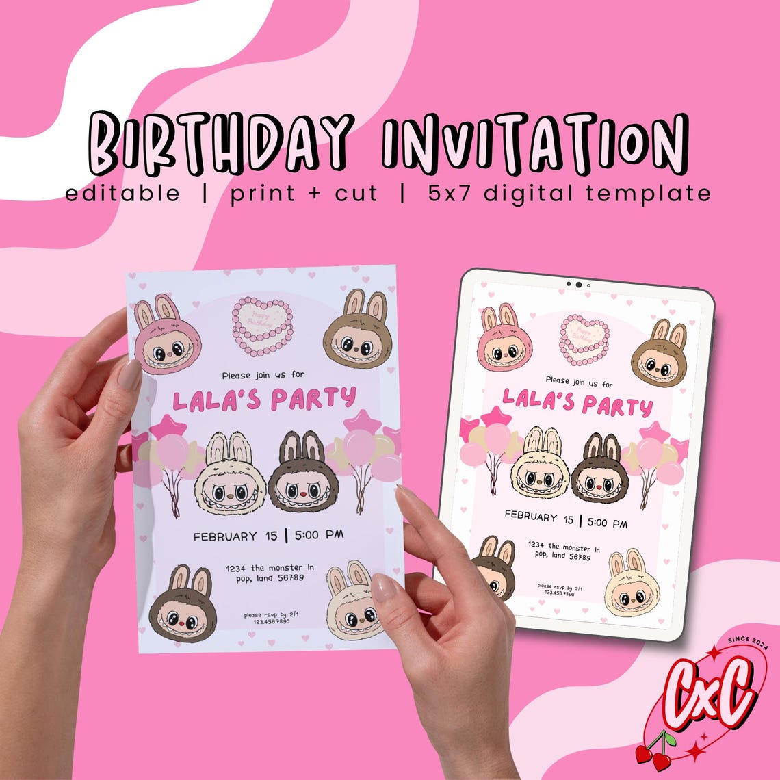 Labubu the Monsters Editable Birthday Invitation | Digital Download ...