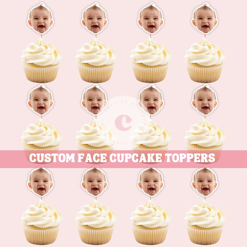 Custom Face Photo Cupcake Toppers Face on a Stick Birthday Party ...