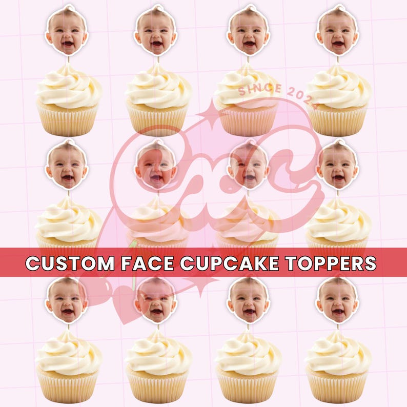 Custom Face Photo Cupcake Toppers | Face on a Stick | Birthday Party ...