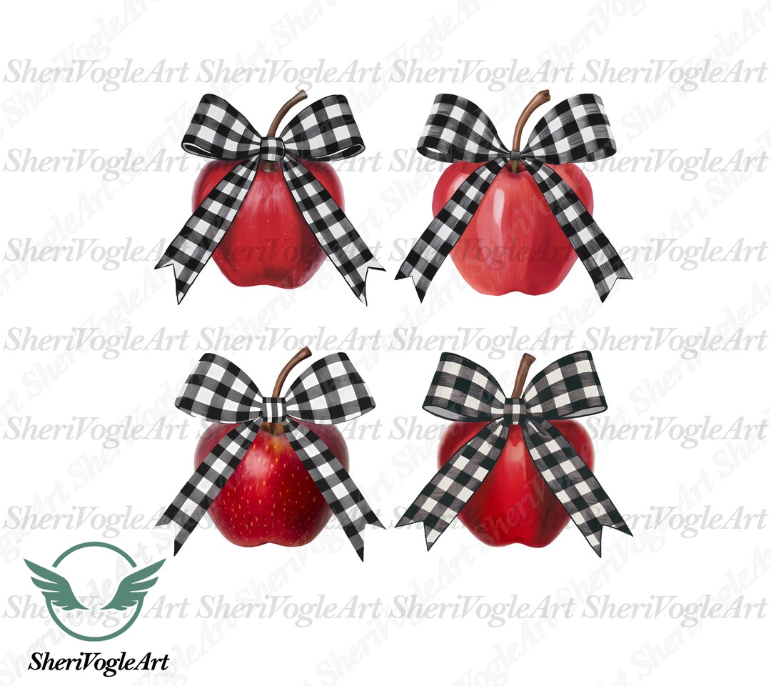 Apple Bow PNG, Teacher Apple Png, Teacher Png Checker Coquette Bow ...