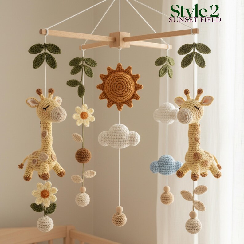 Giraffe Savannah Crochet Baby Mobile | Handmade Amigurumi Safari ...
