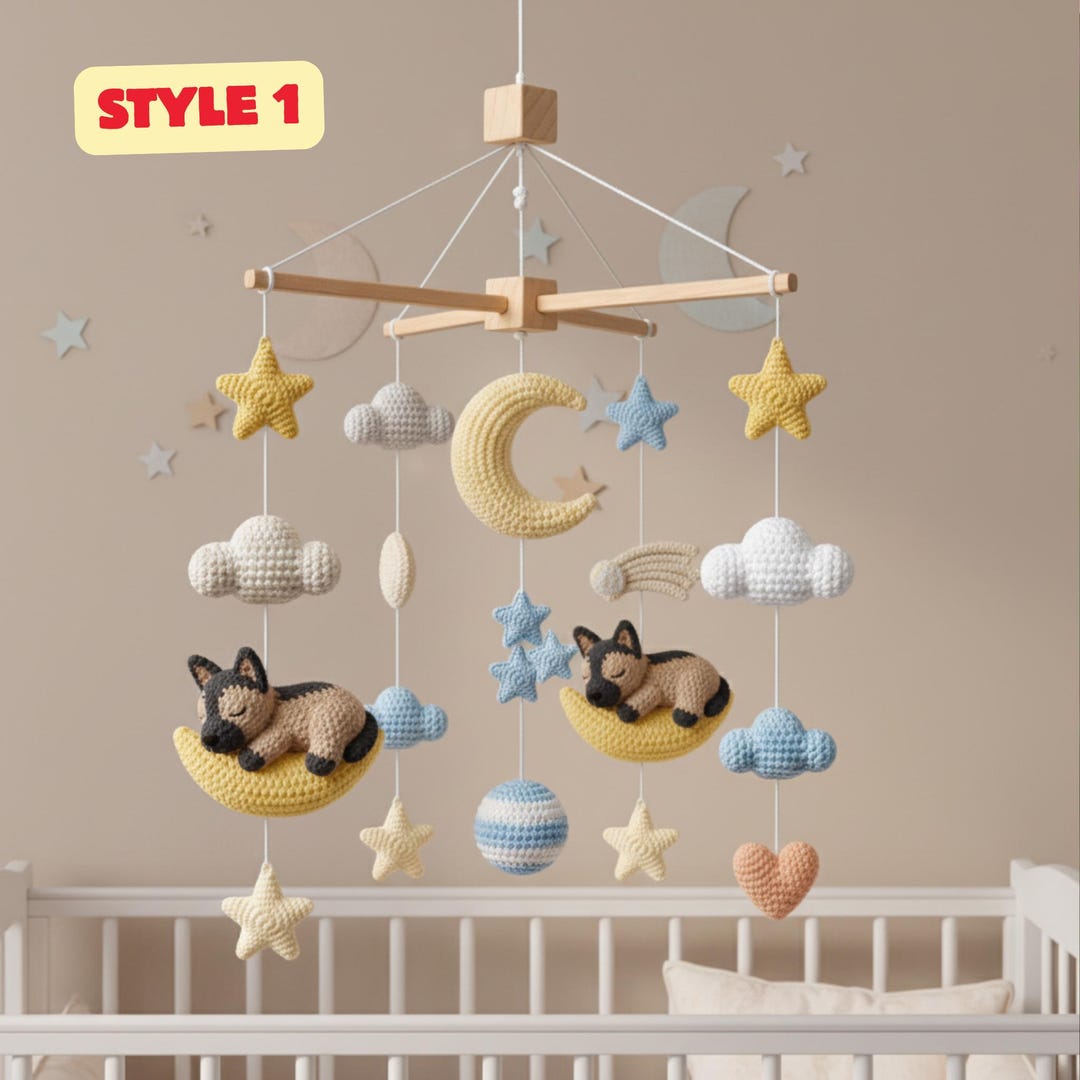 Crochet German Shepherd Baby Mobile Handmade Dog Crib Toy Amigurumi ...