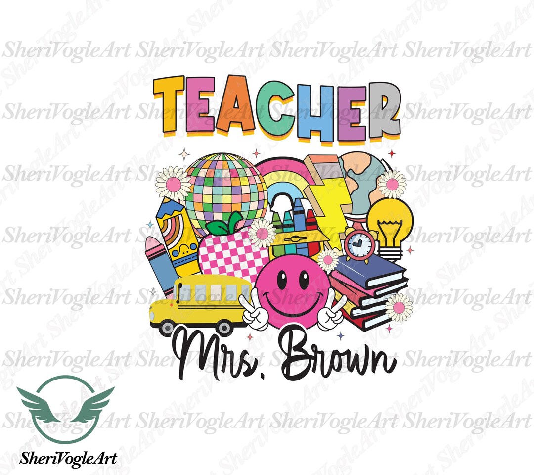 Custom Retro Teacher Name PNG, Back to School Png Design, Teacher Png ...