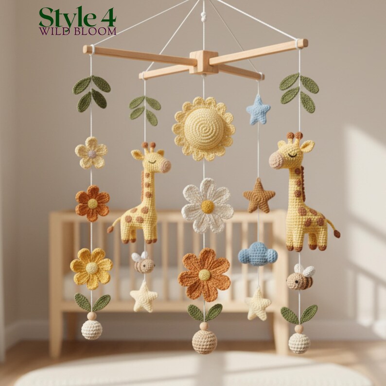 Giraffe Savannah Crochet Baby Mobile | Handmade Amigurumi Safari ...