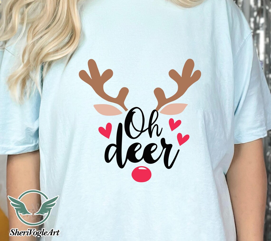 Oh Deer SVG, Reindeer SVG, Antlers PNG, Kids Christmas Svg, Funny Shirt ...