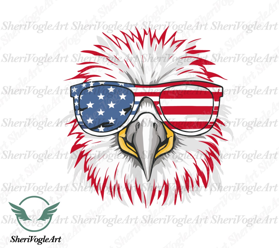 4th of July Eagle Svg, Eagle Glasses American Flag Svg, Eagle Flag Svg ...