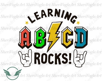 ABCD Learning Rocks SVG PNG, Back to School Svg, Teacher Appreciation ...