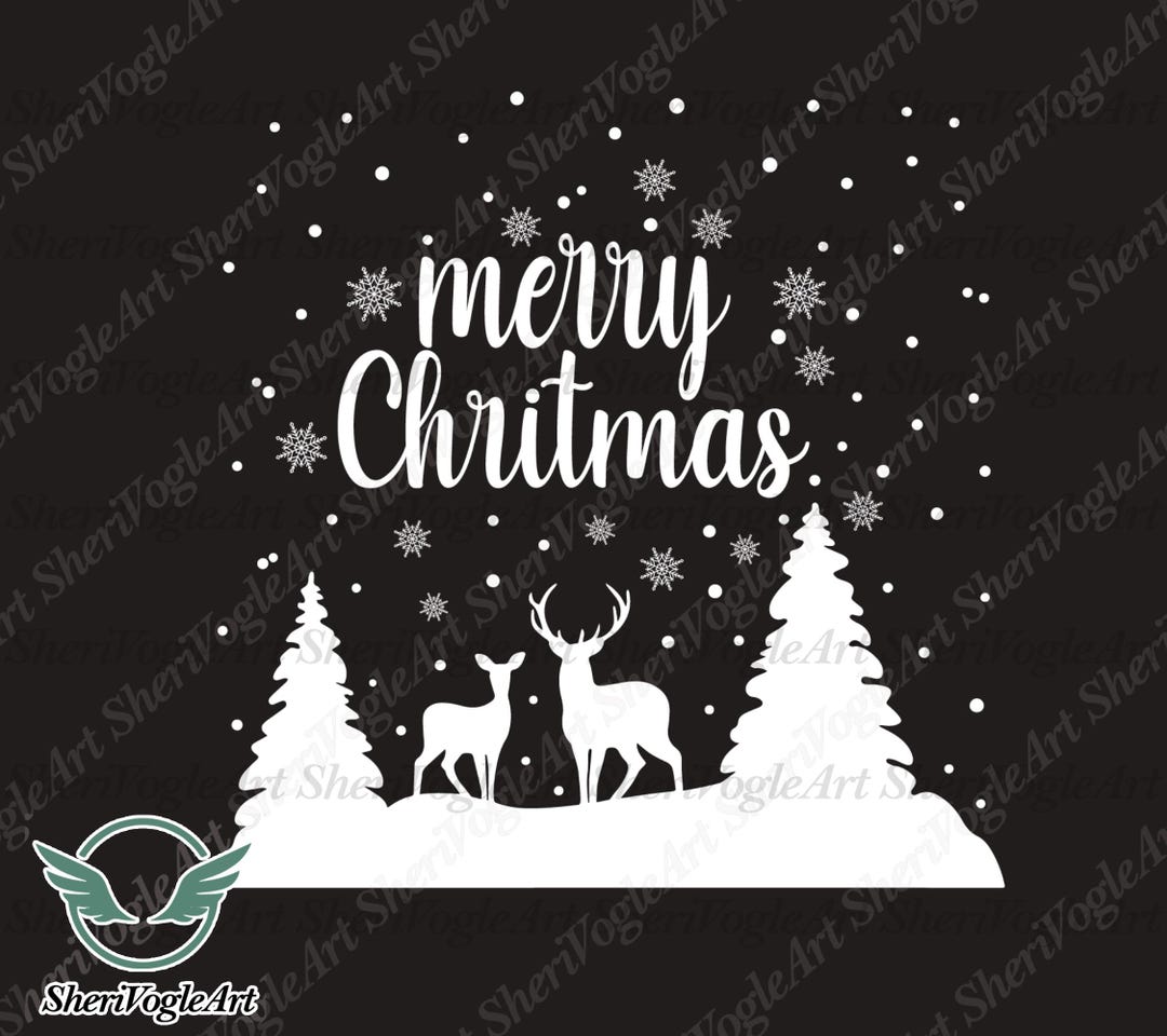 Merry Christmas Svg, Winter Scene SVG, Deer Svg, Snowy Woods Svg ...